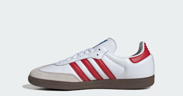 Adidas Samba OG IG1025 - White Retro Sneakers with Red Stripes