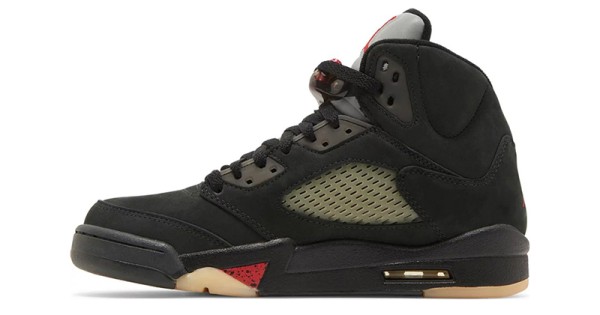 Air Jordan 5 Retro DR0092-001 - Black Suede Sneakers with Olive Mesh ...